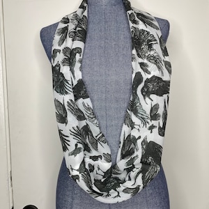 Crow Scarf, Black Bird Scarf, Murder of Crows, Black and White Scarf ...