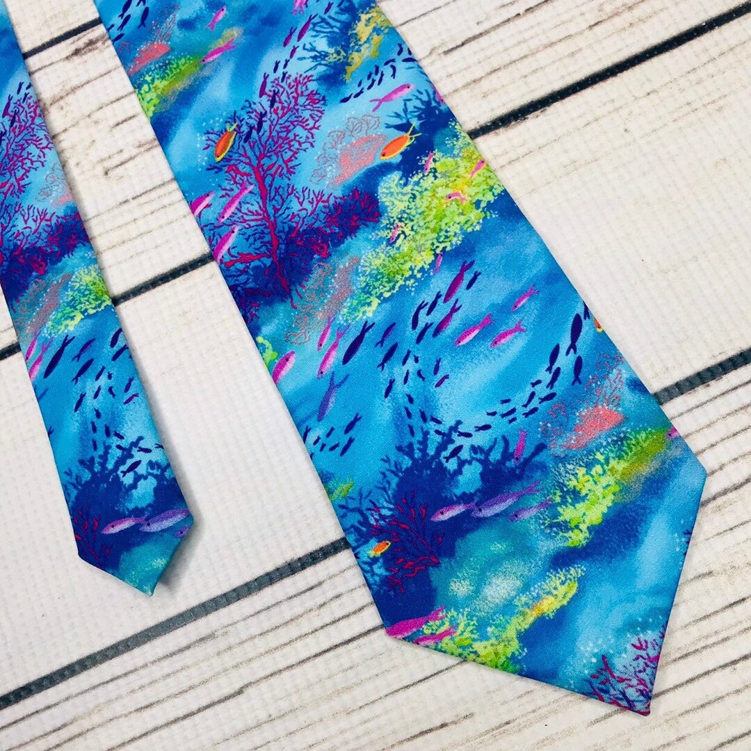 Coral Reef Tie, Nautical Tie, Oceanography Gift, Ocean Tie, Bright ...