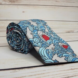 Shark Necktie, Shark Bite Tie, Shark Tie, Ocean Tie, Shark Accessory ...