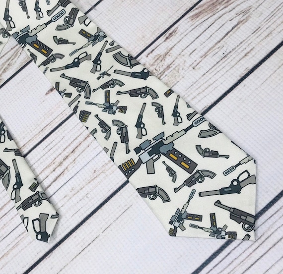 Gun Tie Machine Gun Tie Gun Enthusiast Gift Gun Metal Grey - Etsy