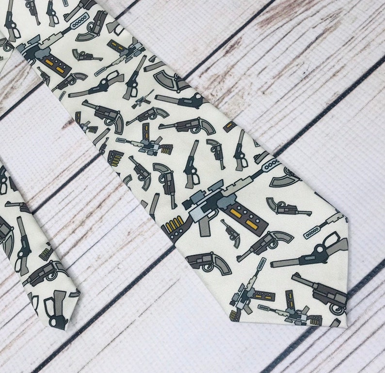 Gun Tie, Machine Gun Tie, Gun Enthusiast Gift, Gun Metal Grey, Gun ...