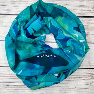 Watercolor Whale Scarf, Underwater Ocean, Whale Shadow, Infinity Scarf ...