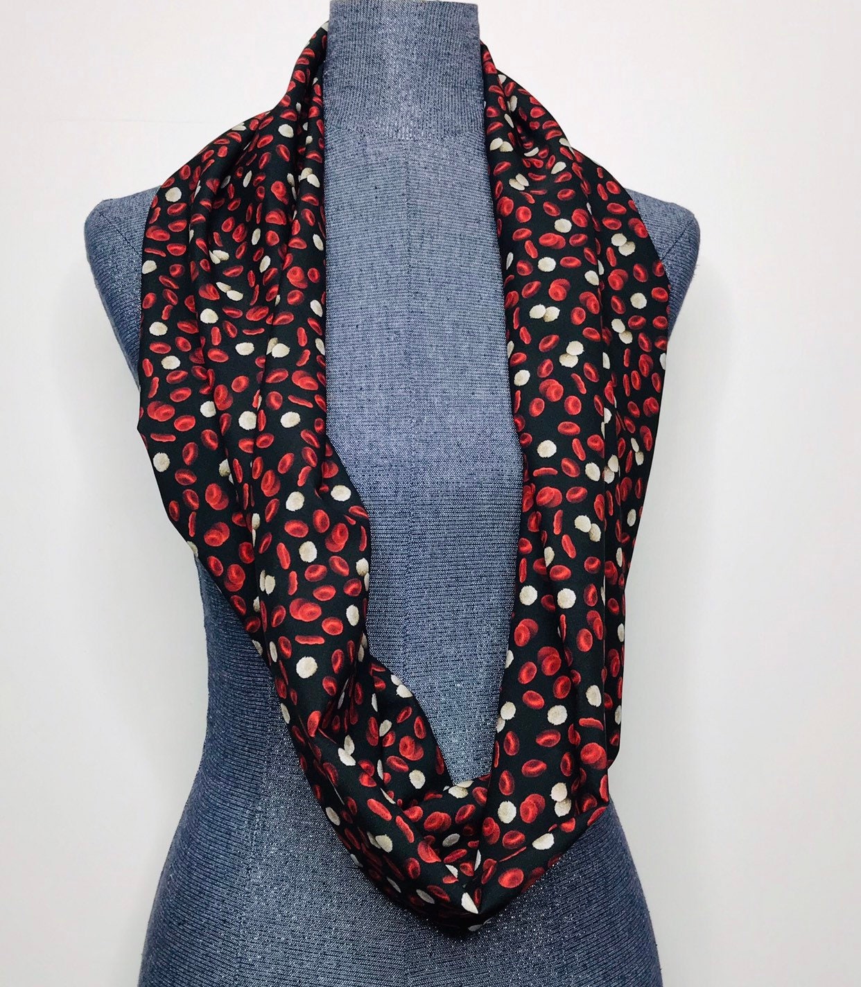 Red and White Blood Cells Scarf, Chiffon Infinity Scarf, Hematology ...