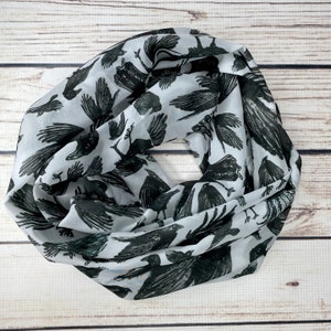 Crow Scarf, Black Bird Scarf, Murder of Crows, Black and White Scarf ...