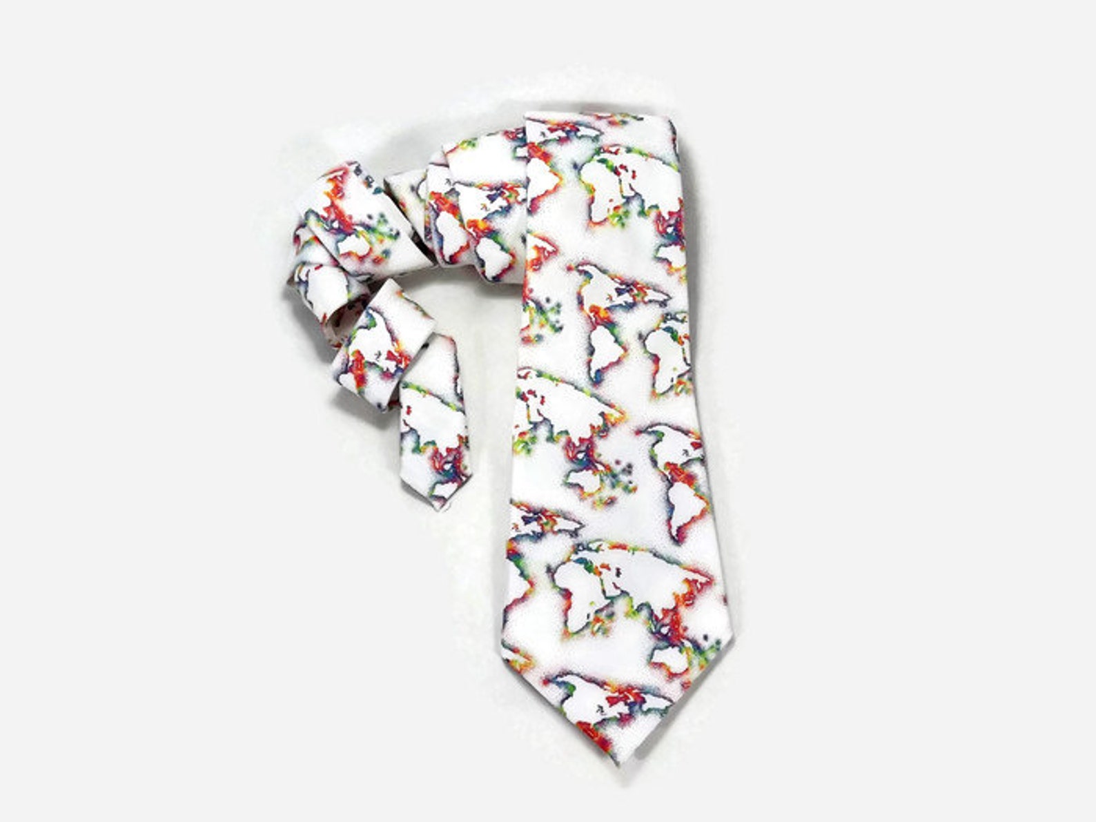 World Map Tie Rainbow World Tie Map Necktie World Map Tie - Etsy