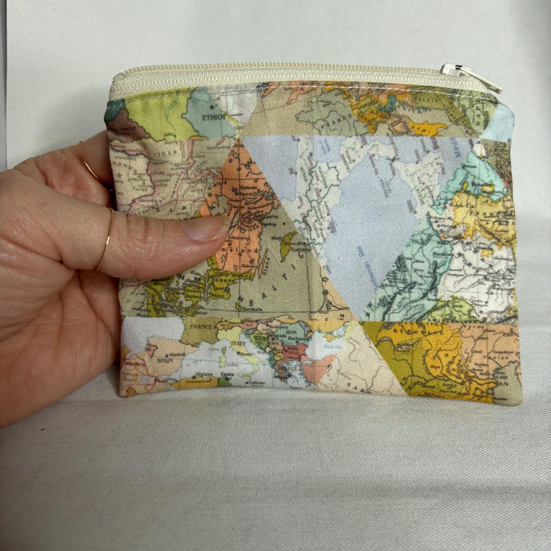 World Map Card Wallet, Coin Purse, World Traveler Gift, Zipper Pouch ...