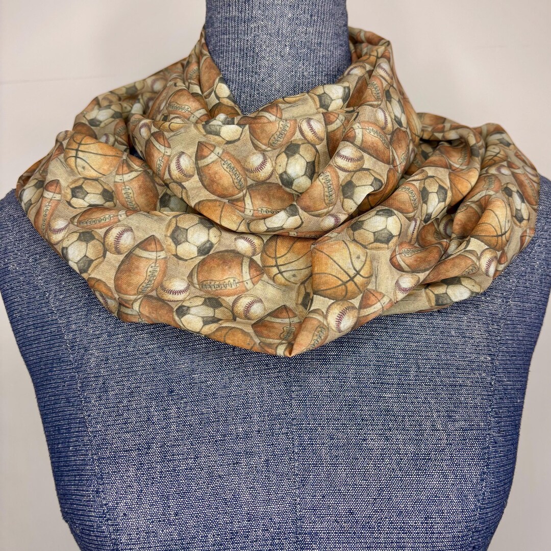Sports Scarf, Vintage Sepia Balls, Baseball, Soccer, Football ...