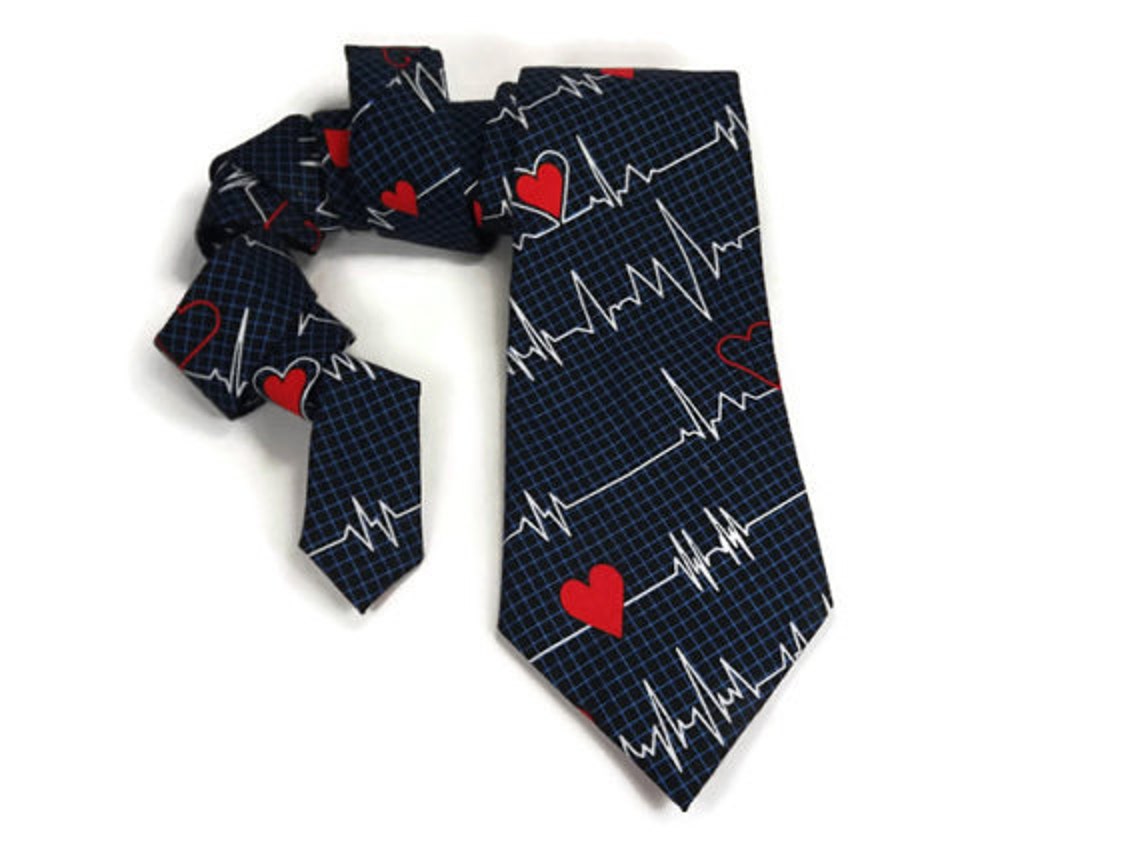 Doctor Tie, Ekg Tie, Heartbeat Necktie, Nurse Tie, Heart Beat Tie ...
