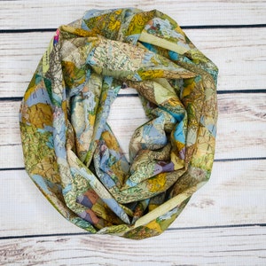 Map Infinity Scarf, Map of the World, Travel Gift, Map Gift for Friend ...