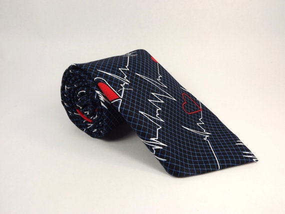 Doctor Tie Ekg Tie Heartbeat Necktie Nurse Tie Heart Beat | Etsy