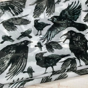 Crow Scarf, Black Bird Scarf, Murder of Crows, Black and White Scarf ...