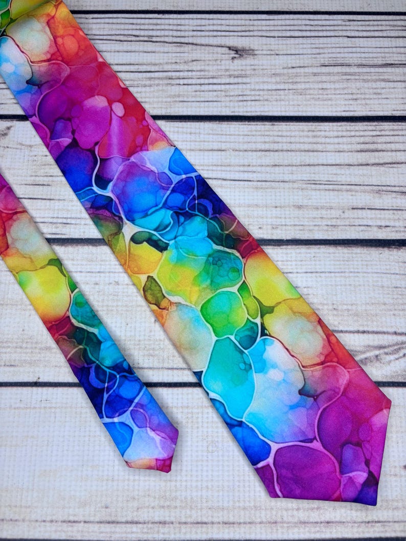 Watercolor Rainbow Necktie, Colorful Tie, Paint Tie, Abstract Tie ...