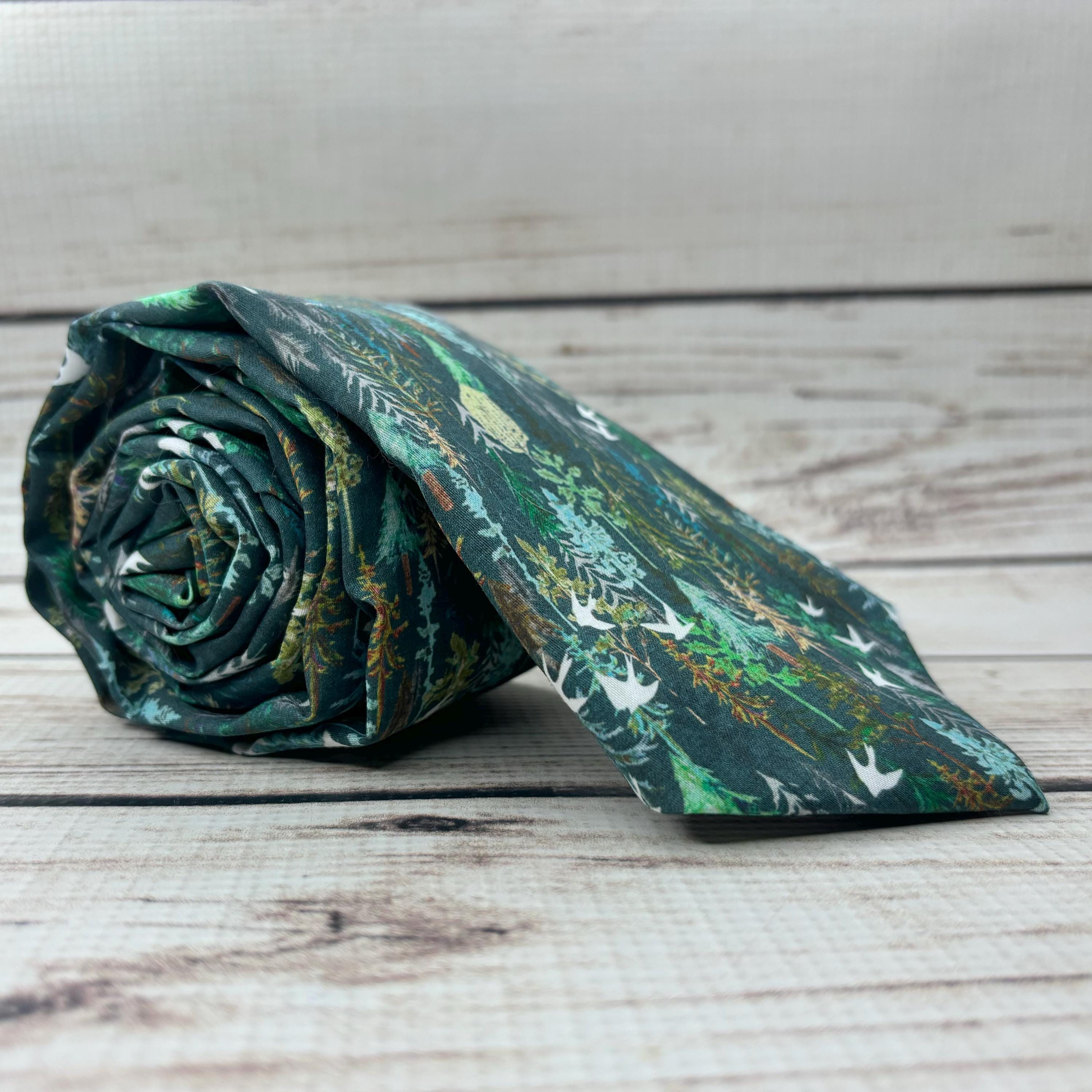 Evergreen Forest Necktie, Alpine Trees Tie, Watercolor Woods, Woodland ...
