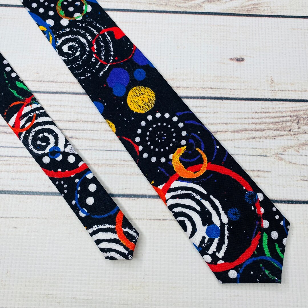 Retro 1980's Theme Necktie, Colorful Circles, Geometric Pop Art Necktie ...