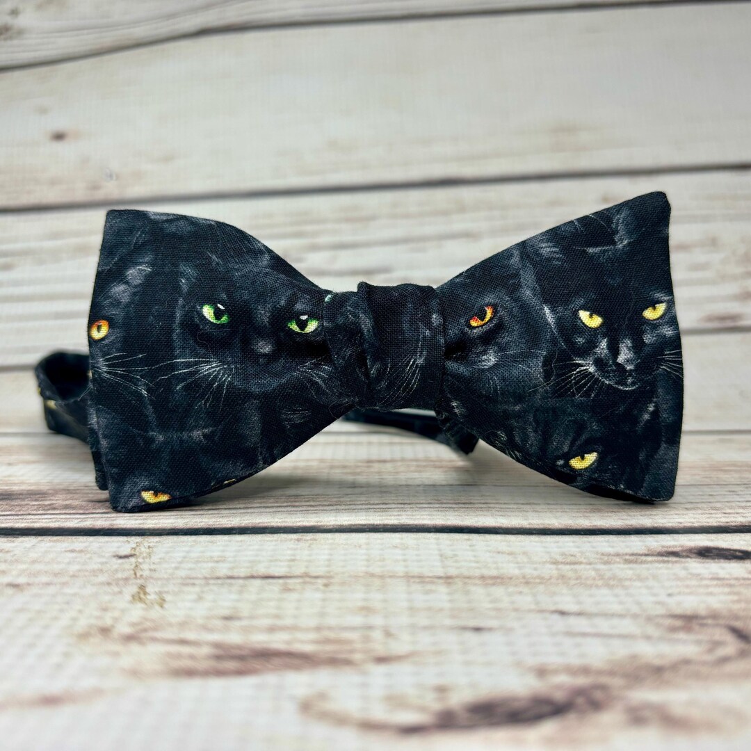 Black Cat Bowtie, Bowtie With Cats, Cat Dad Gift, Animal Bowtie, HUMAN ...
