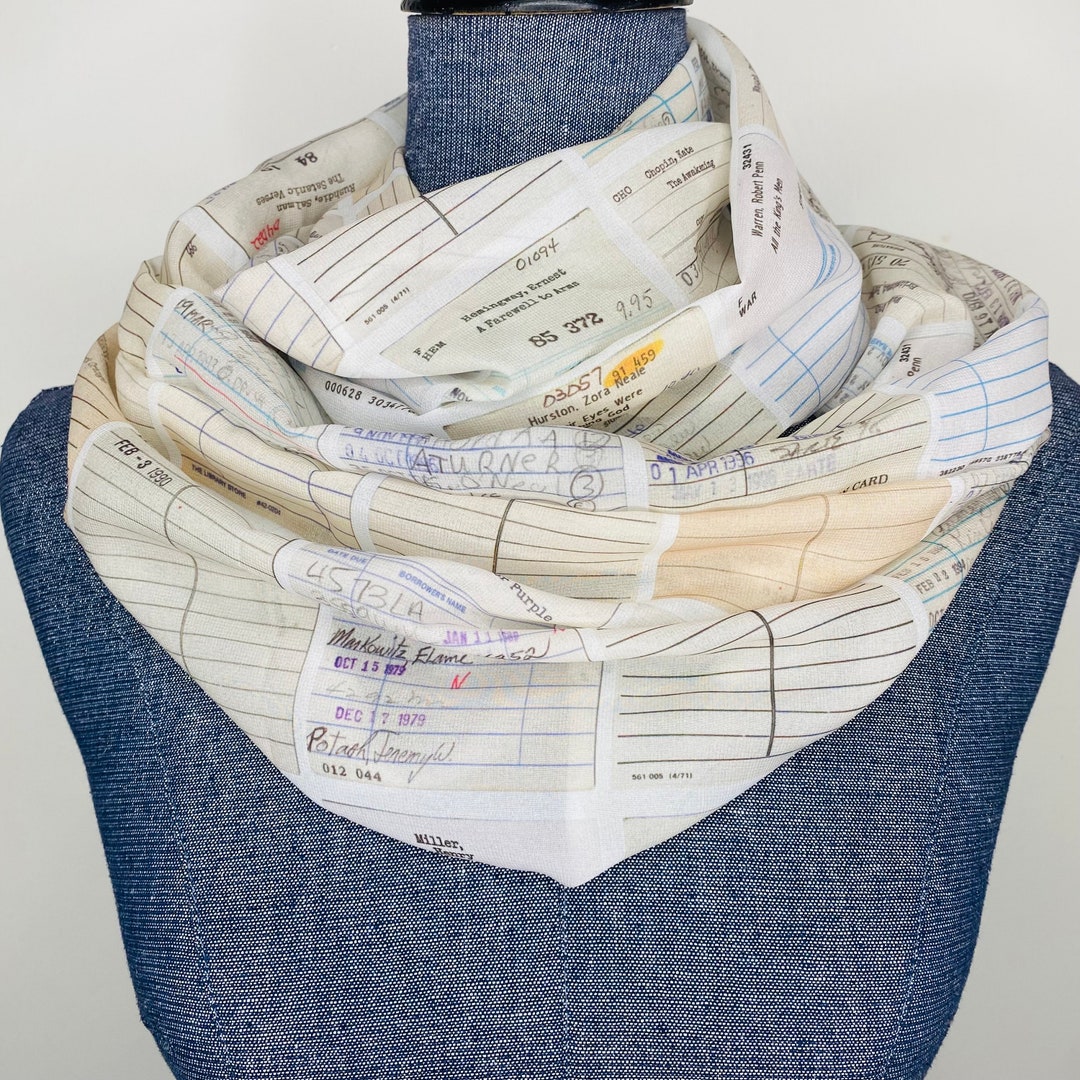 Library Scarf, Infinity Scarf, Library Card, Library Gift, Card Catalog ...