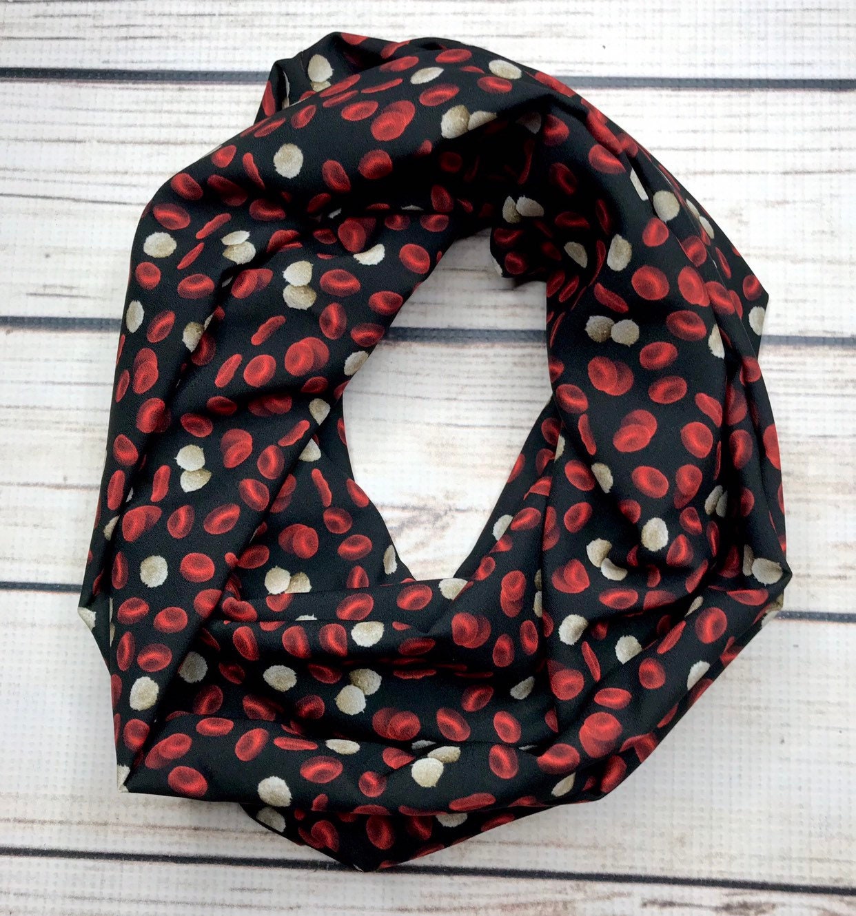 Red and White Blood Cells Scarf, Chiffon Infinity Scarf, Hematology ...