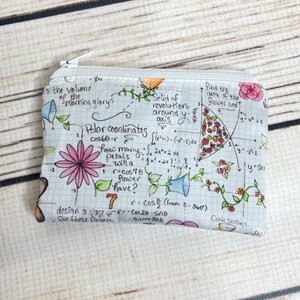 Math Zipper Pouch, Steminist Gift, Math Coin Purse, Floral Math, Change ...