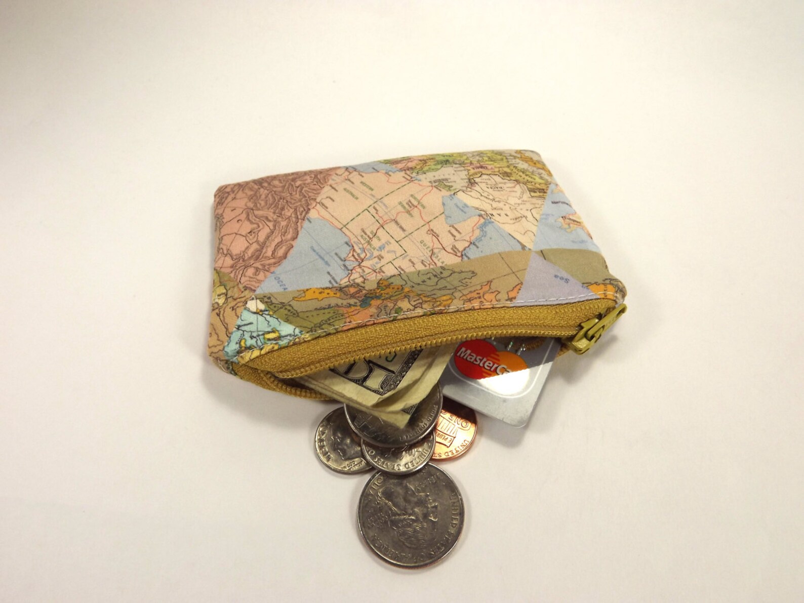 World Map Card Wallet Coin Purse World Traveler Gift Zipper - Etsy