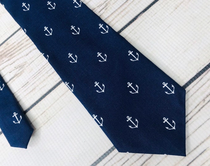 Anchor Tie, Nautical Tie, Navy Blue Anchor Tie, White Anchor, Anchors ...