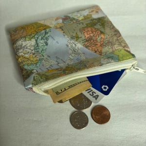 World Map Card Wallet, Coin Purse, World Traveler Gift, Zipper Pouch ...