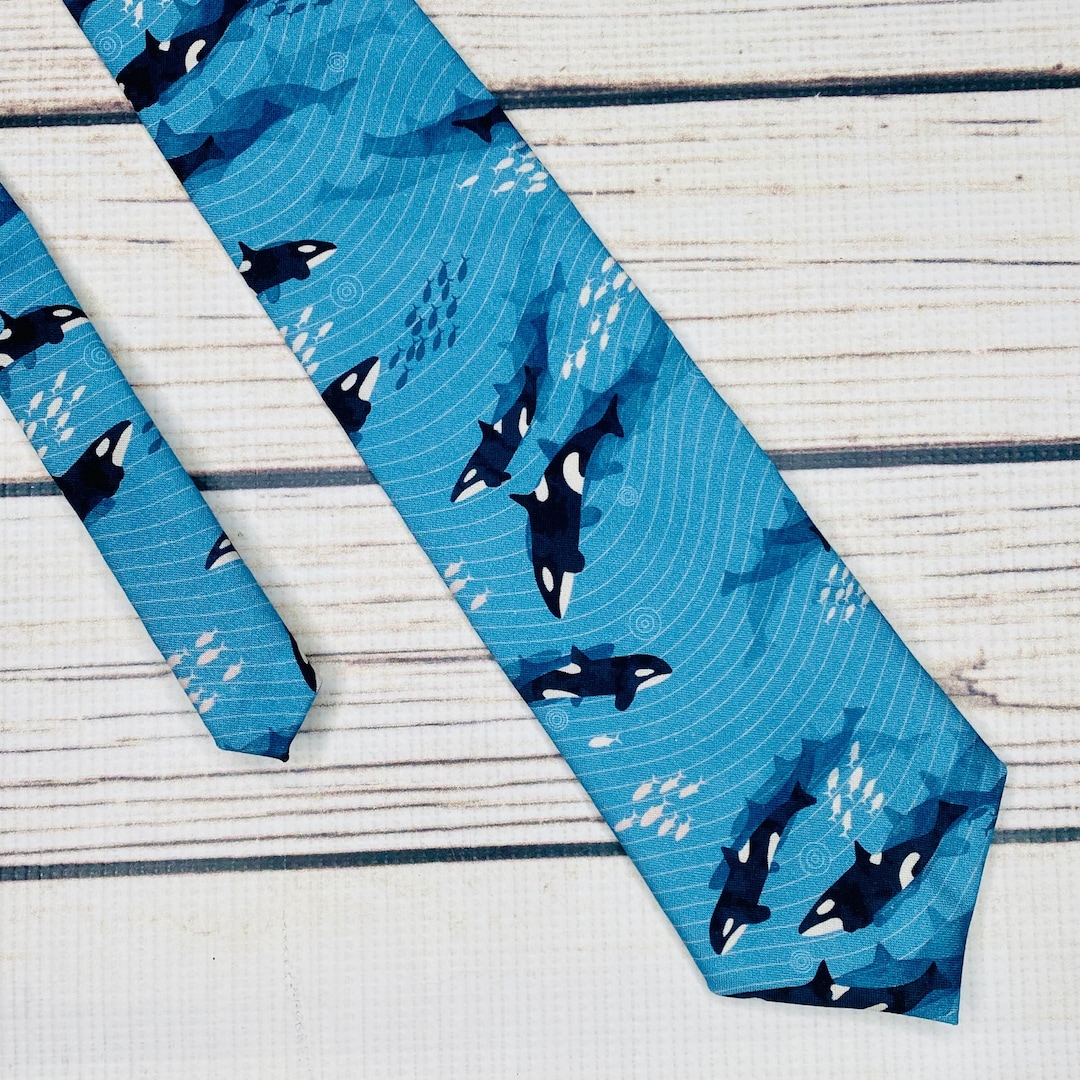 Orca Tie, Killer Whale Tie, Orca Gift, Ocean Tie, Ocean Gift, Nautical ...