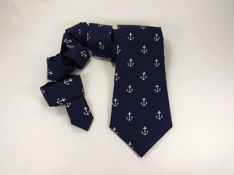 Anchor Tie Nautical Tie Navy Blue Anchor Tie White Anchor | Etsy