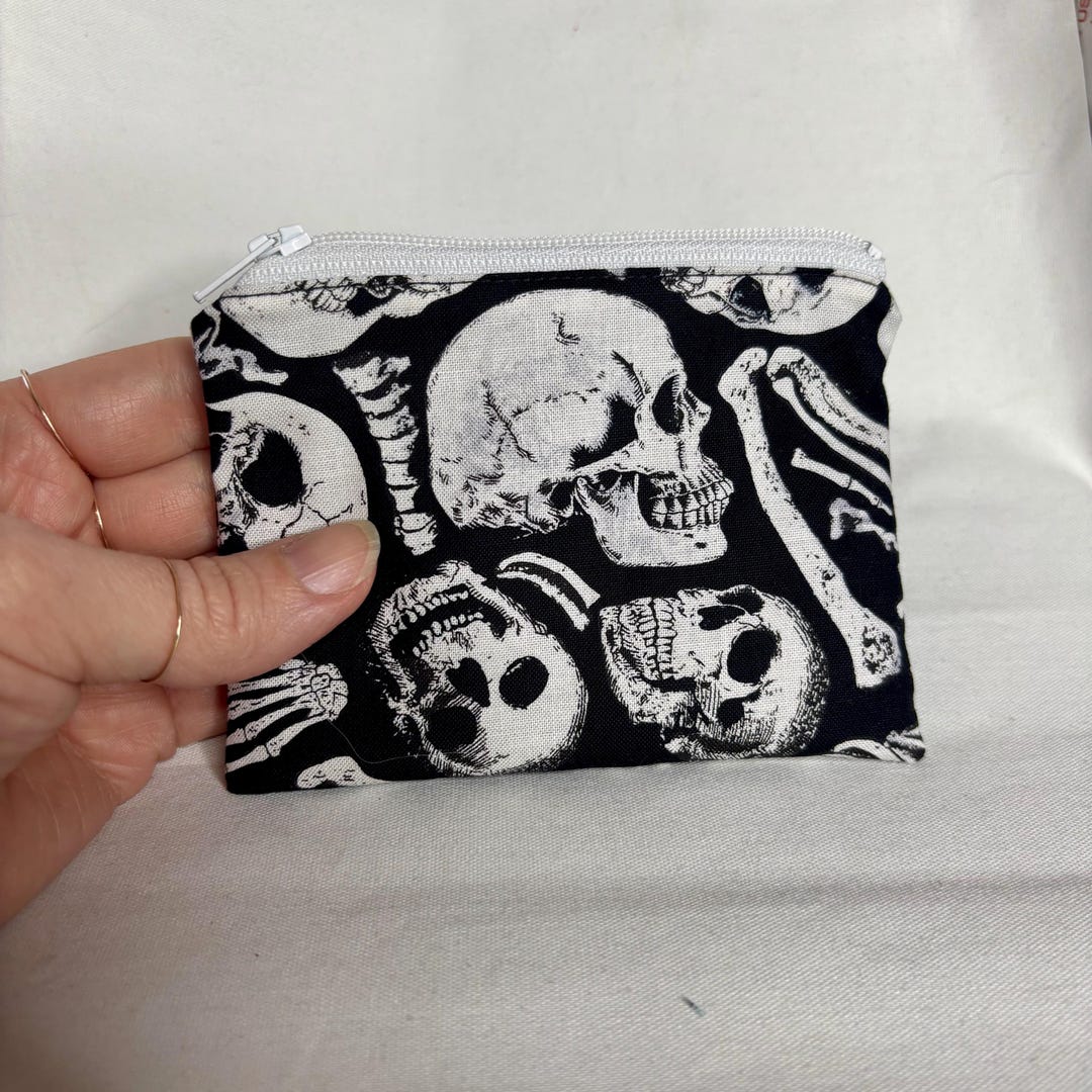 Human Bones Zipper Pouch, Skull Wallet, Coin Purse, Black and White - Etsy