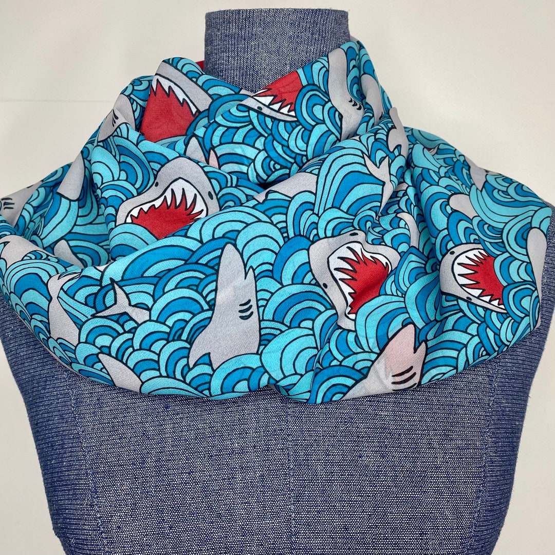 Shark Scarf, Shark Bite Scarf, Shark Gift, Chiffon Infinity Scarf ...
