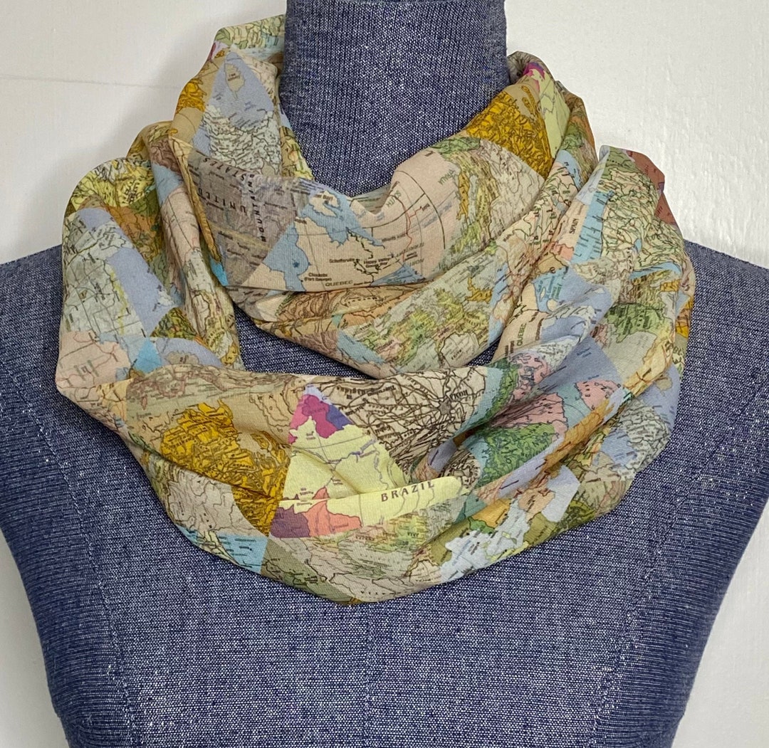 Map Infinity Scarf Map of the World Travel Gift Map Gift - Etsy UK