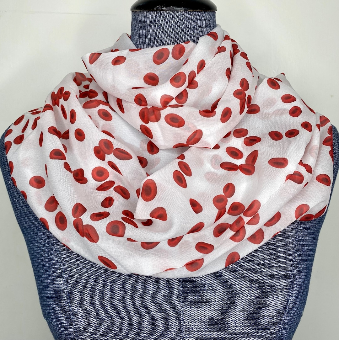 Red Blood Cells Scarf, Chiffon Infinity Scarf, Hematology Accessory ...