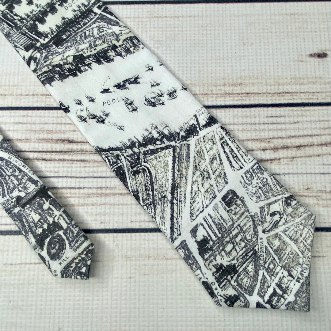 Map of London Necktie, Topography Tie, Street Map, Thames River Map ...