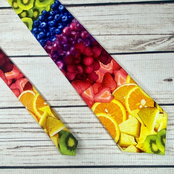 Fruit Necktie Fruit Rainbow Food Necktie Realistic Fruit - Etsy