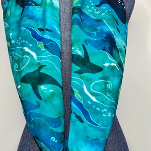 Watercolor Whale Scarf, Underwater Ocean, Whale Shadow, Infinity Scarf ...