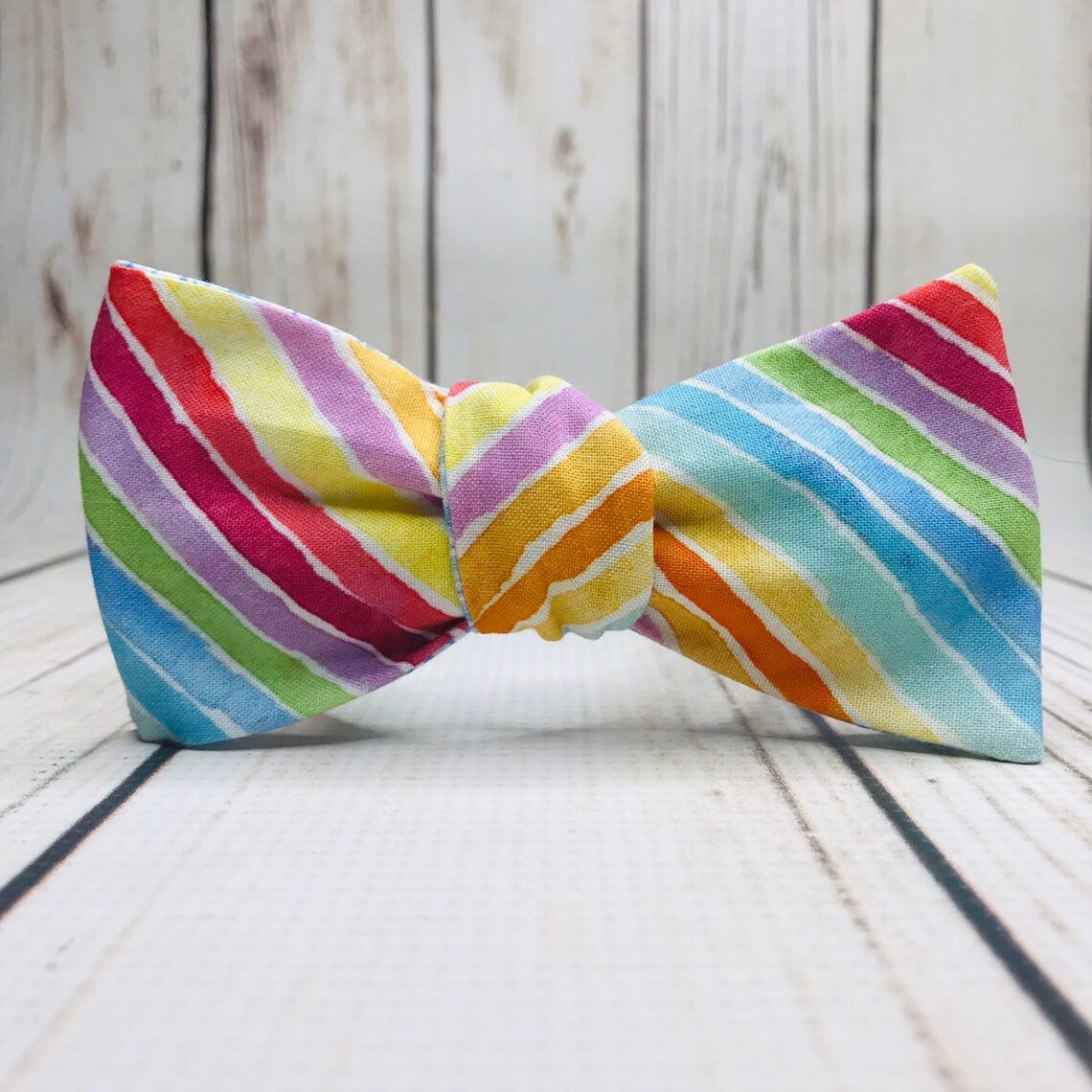 Rainbow bowtie Rain drops bow tie Reversible rain and | Etsy