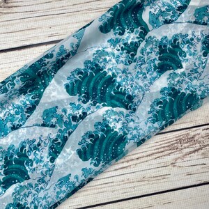 Ocean Waves Scarf, Great Wave off Kanagawa, Chiffon Infinity Scarf, Japanese Wave Scarf, Ocean ...