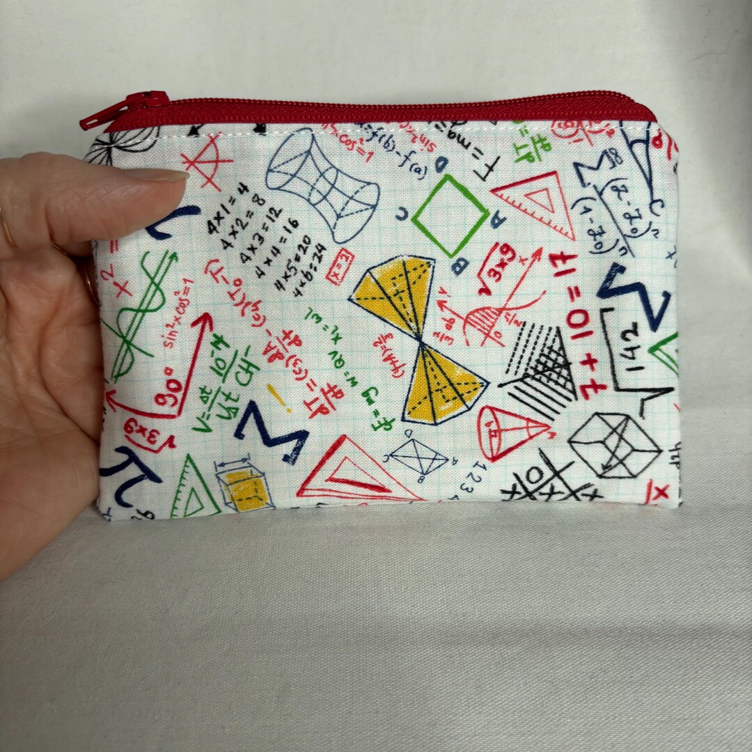 Math Symbol Zipper Pouch: Graph Paper Coin Purse, Handmade - Etsy