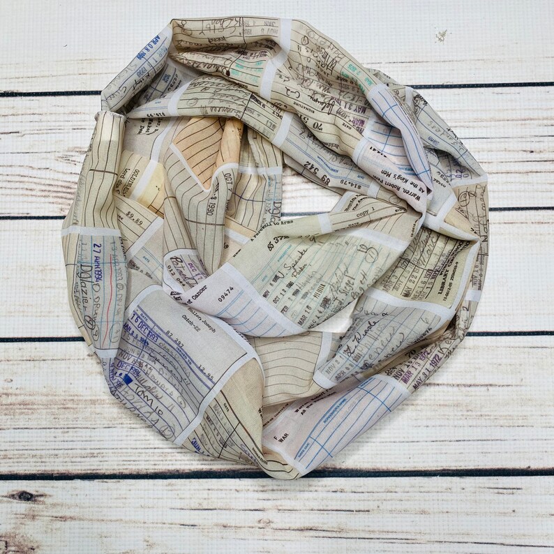 Library Scarf Infinity Scarf Library Card Library Gift | Etsy