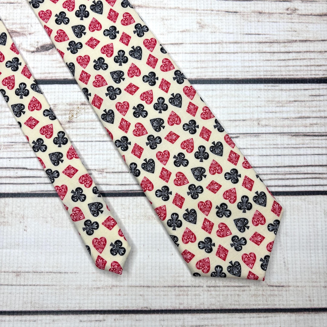 Playing Card Necktie, Card Gift, Dealer Tie, Poker Night Tie, Hearts ...