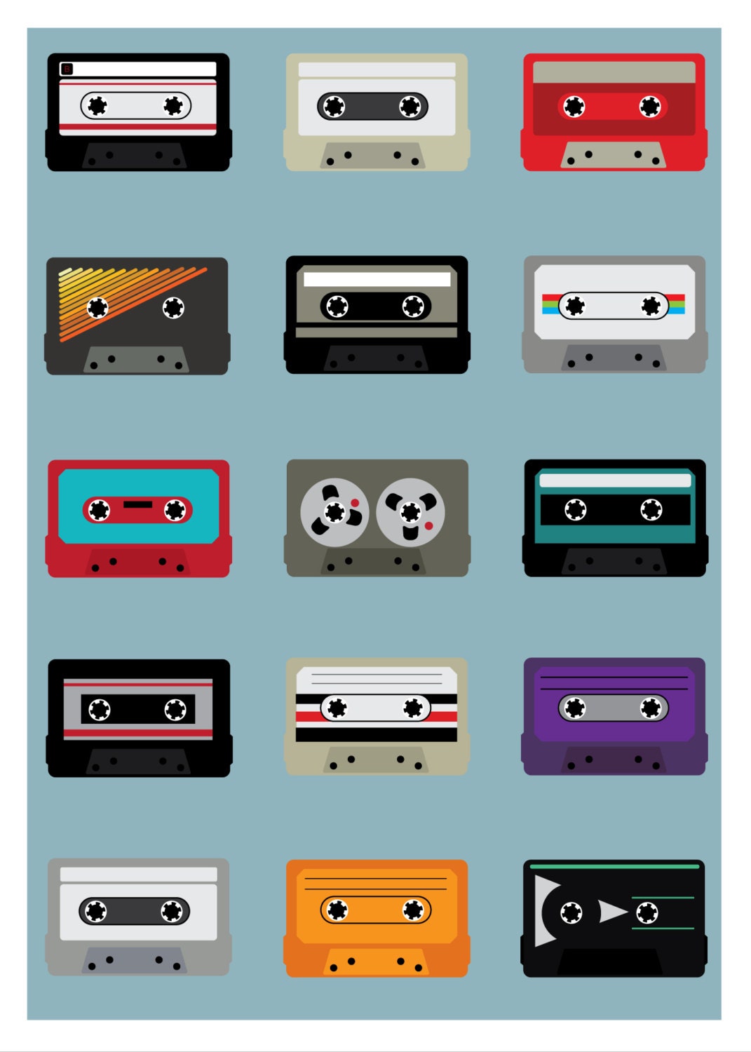 Mix Tapes Art Print Cassette Tape Mixtape Tape Player DJ Retro ...