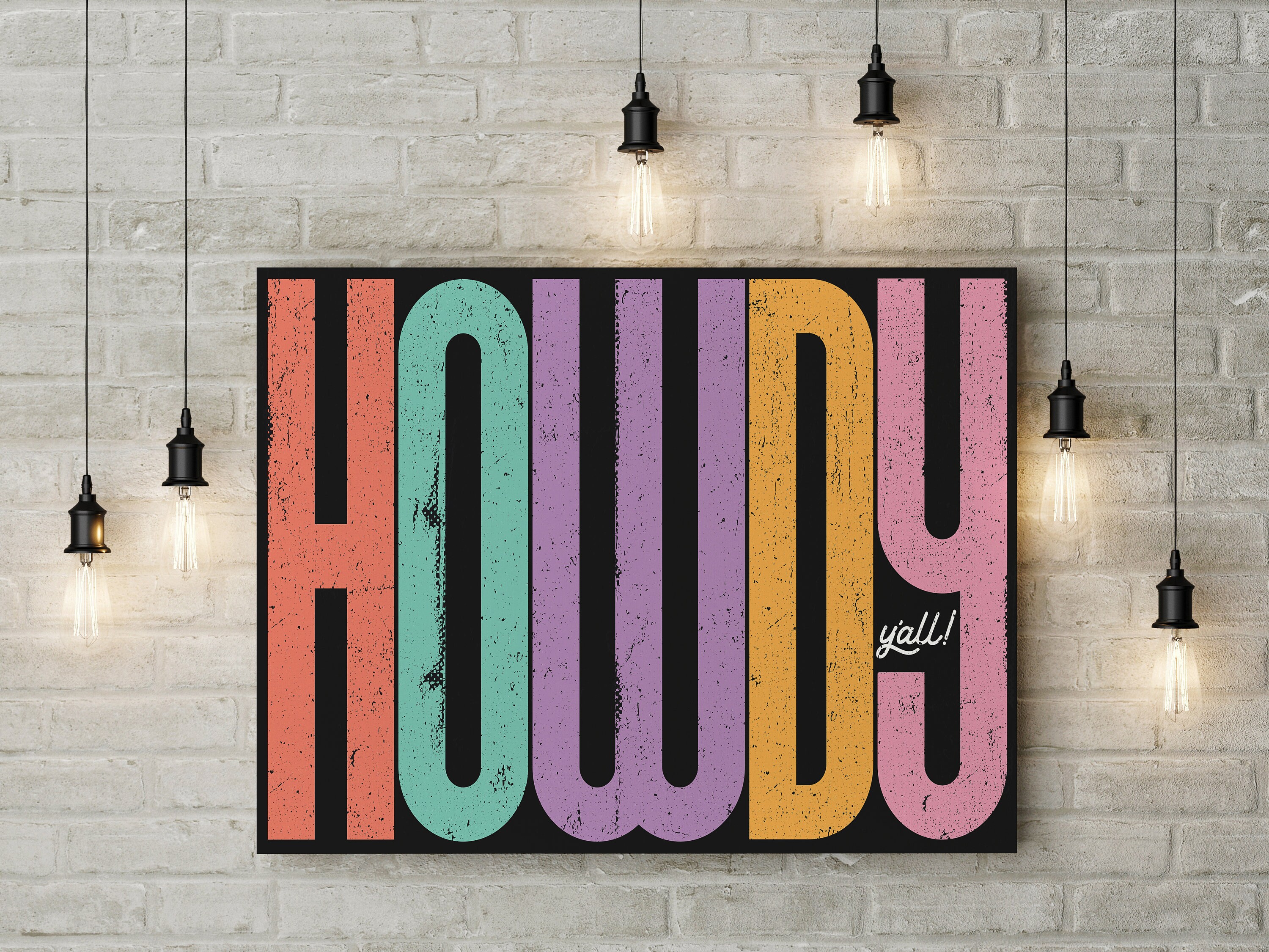 HOWDY Y'all Art Print Bold Text Bold Line Art Thick - Etsy