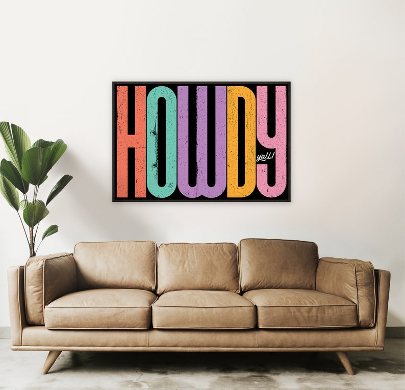 HOWDY Y'all! Art Print | Bold Text | Bold Line Art | Thick Line Font ...