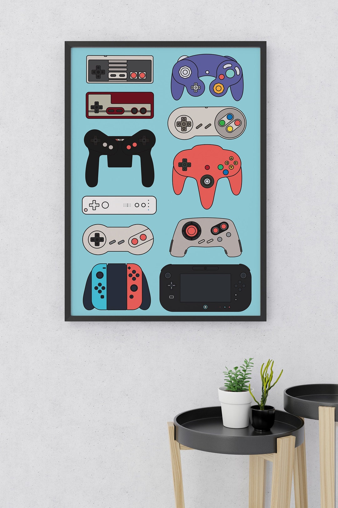 Nintendo Generations | Videogame Controllers Art Print | Games Room ...