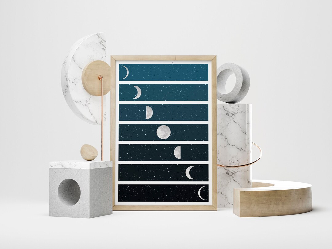 Moon Phases Art Print | Galaxy Poster | Planet | Space Art | Solar ...