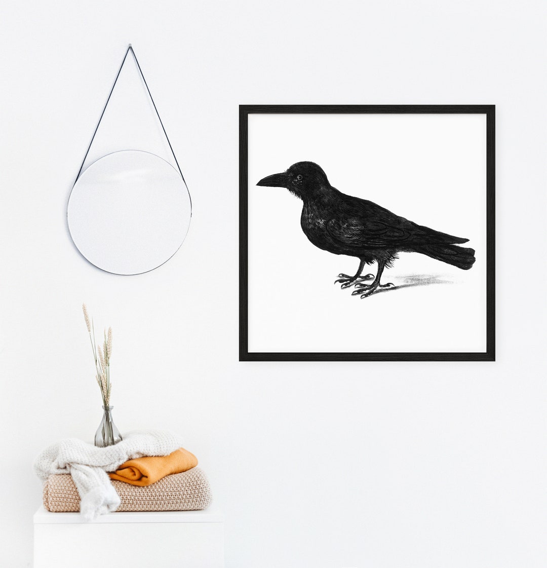 Raven Vintage Illustration Art Print | Halloween Art | Ornithology Home ...