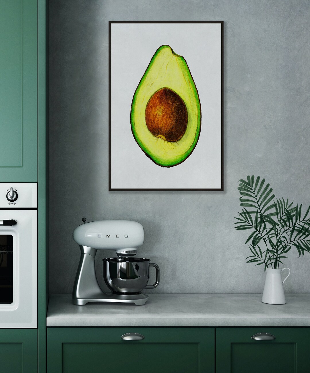 Avocado Vintage Illustration Art Print | Kitchen Poster | Home Decor ...