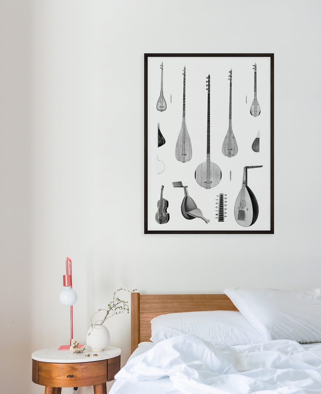 Medieval Stringed Instrument Vintage Illustration Art Print | Guitar ...