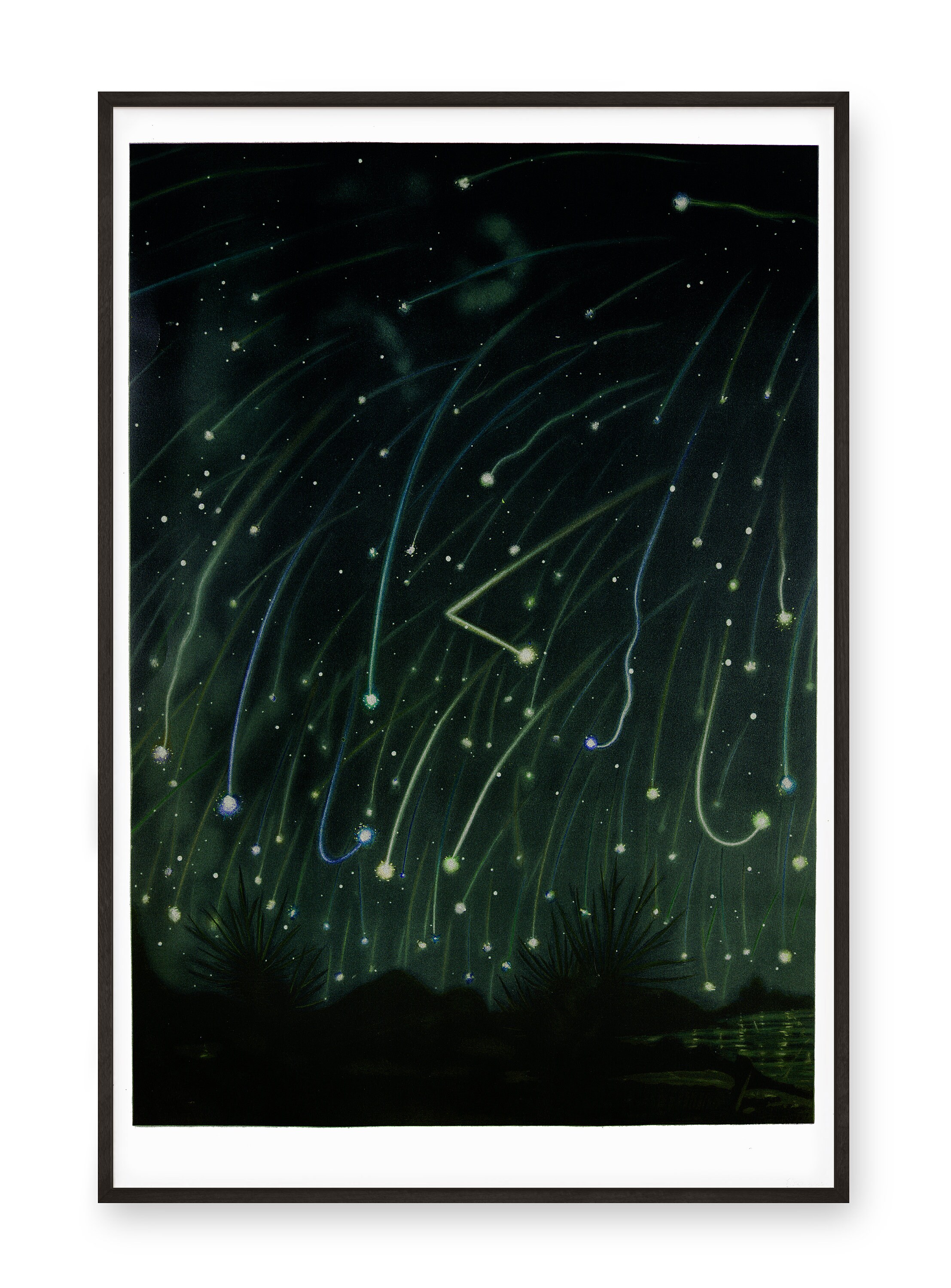 Meteor Shower Vintage Illustration Art Print | Living Room Poster ...