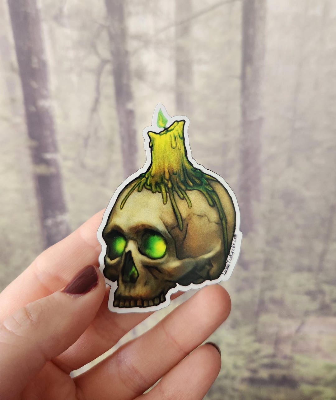 Skull Lit Green Magnet Goth Home Accessories Halloween Skeleton Glowing ...