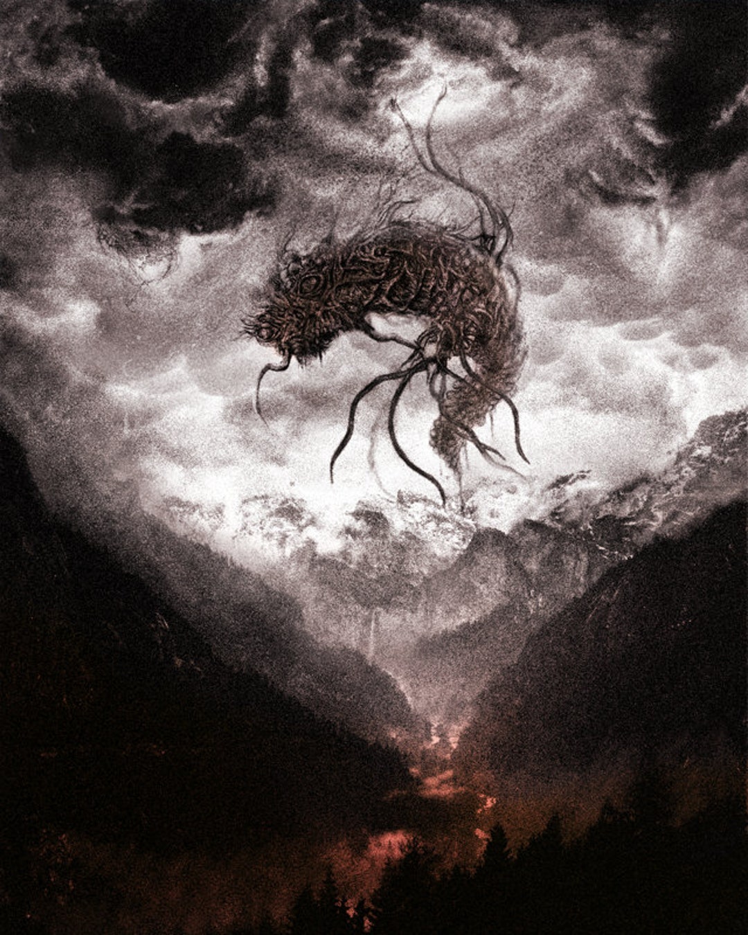 Abyssal Visitation 8x10 Cosmic Eldritch Horror Creature Gothic Painting ...